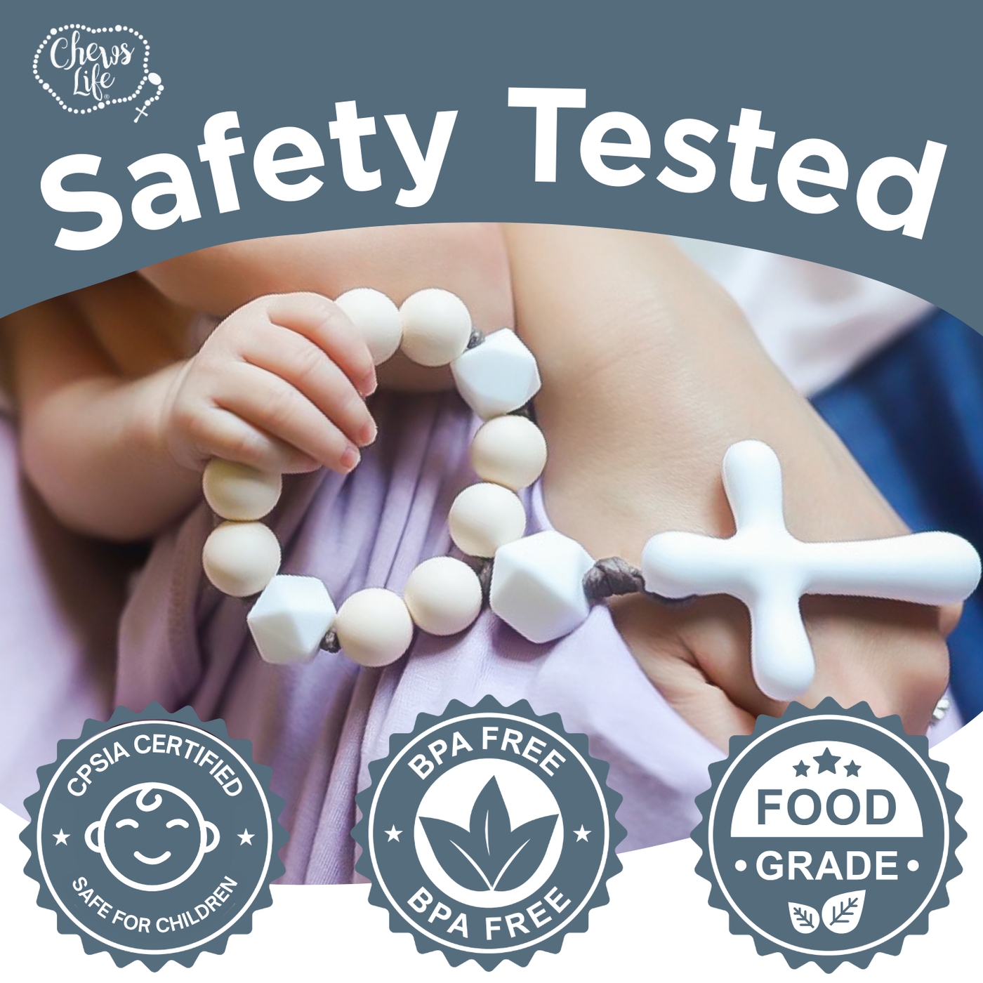 Silicone Decade Rosary Teether | Psalm | Chews Life